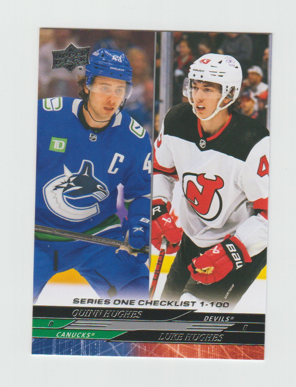 2024-25 Upper Deck #199 Quinn Hughes & Luke Hughes – Collectivities